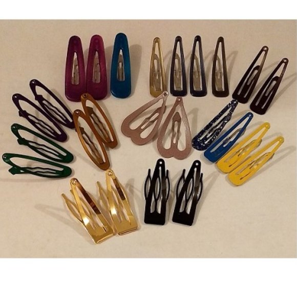 Accessories | Lot Of 25 Metal Snap Hair Clips Barrettes Assorted Shapes ...
